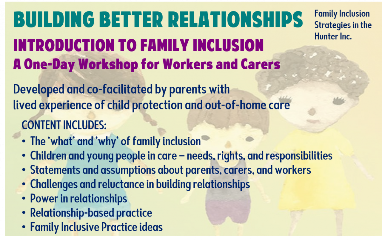 Workshops & Training - Family Inclusion Strategies in the Hunter
